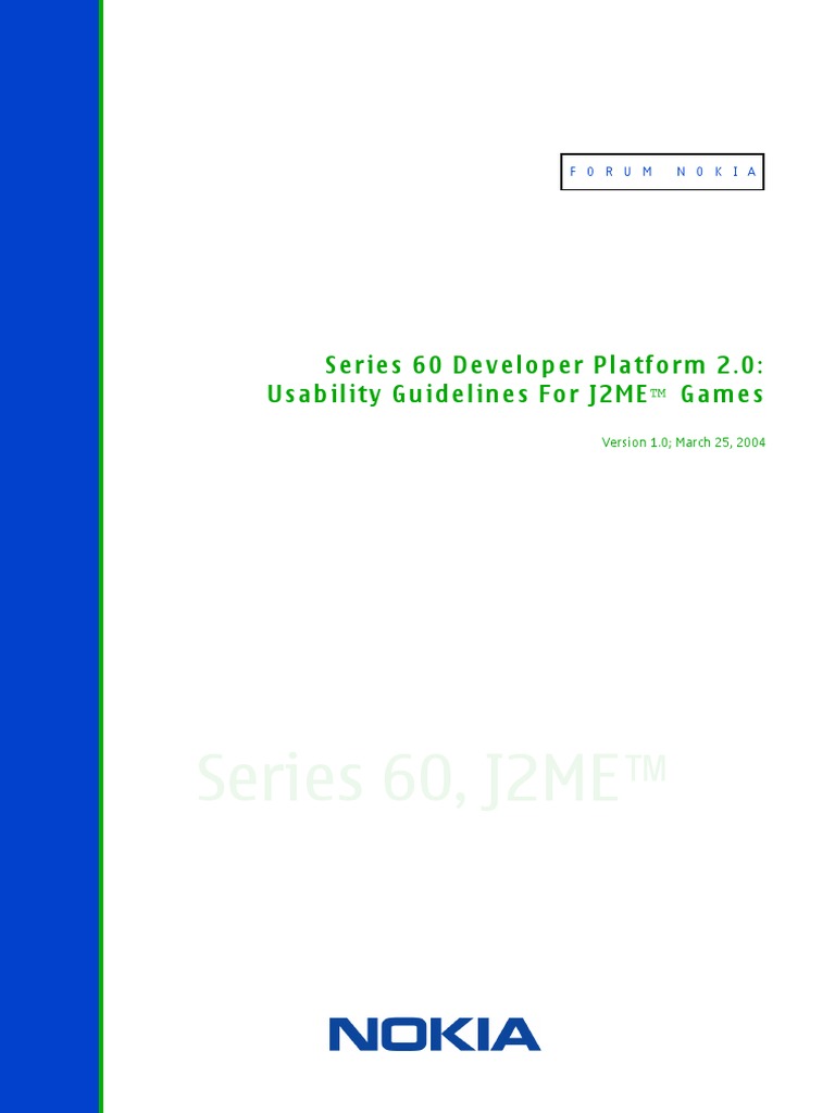 Series60_DP_2_0_Usability_Guidelines_For_J2ME_Games_v1_0_en | PDF | Usability | Menu (Computing)