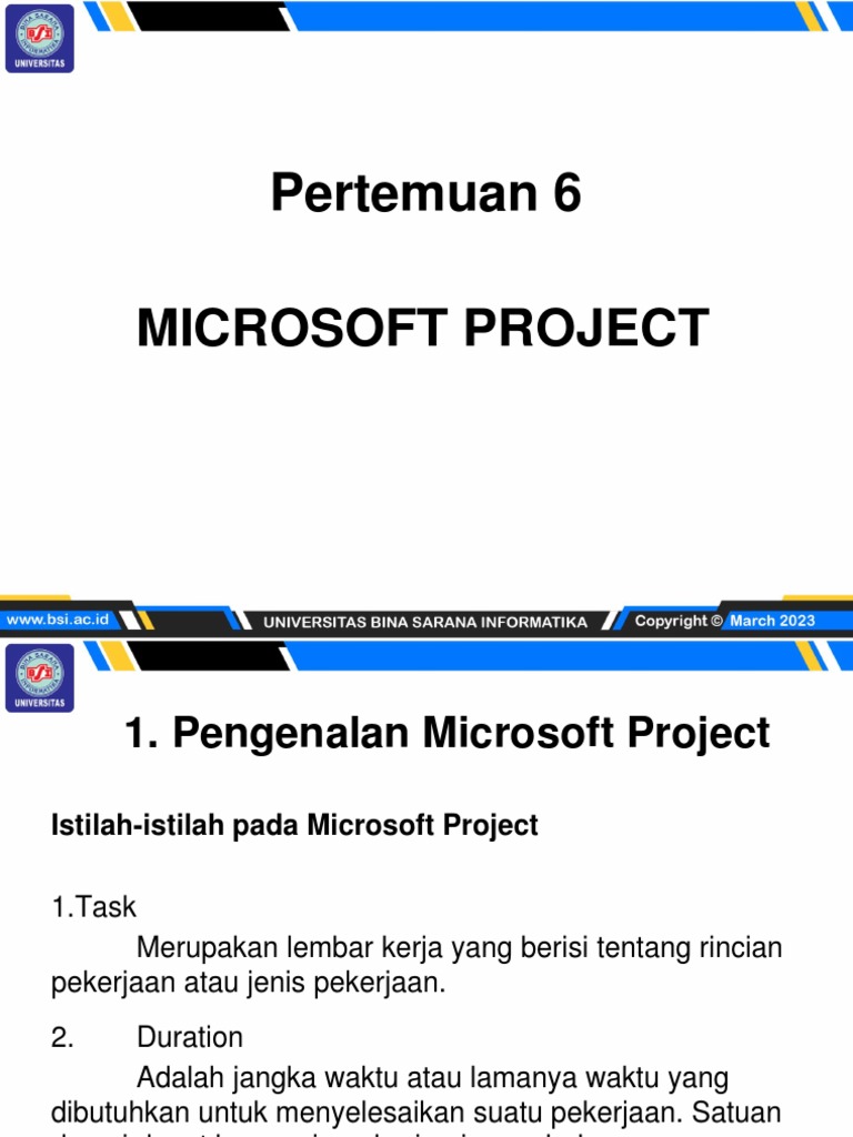 Pertemuan 6 Microsoft Project | PDF
