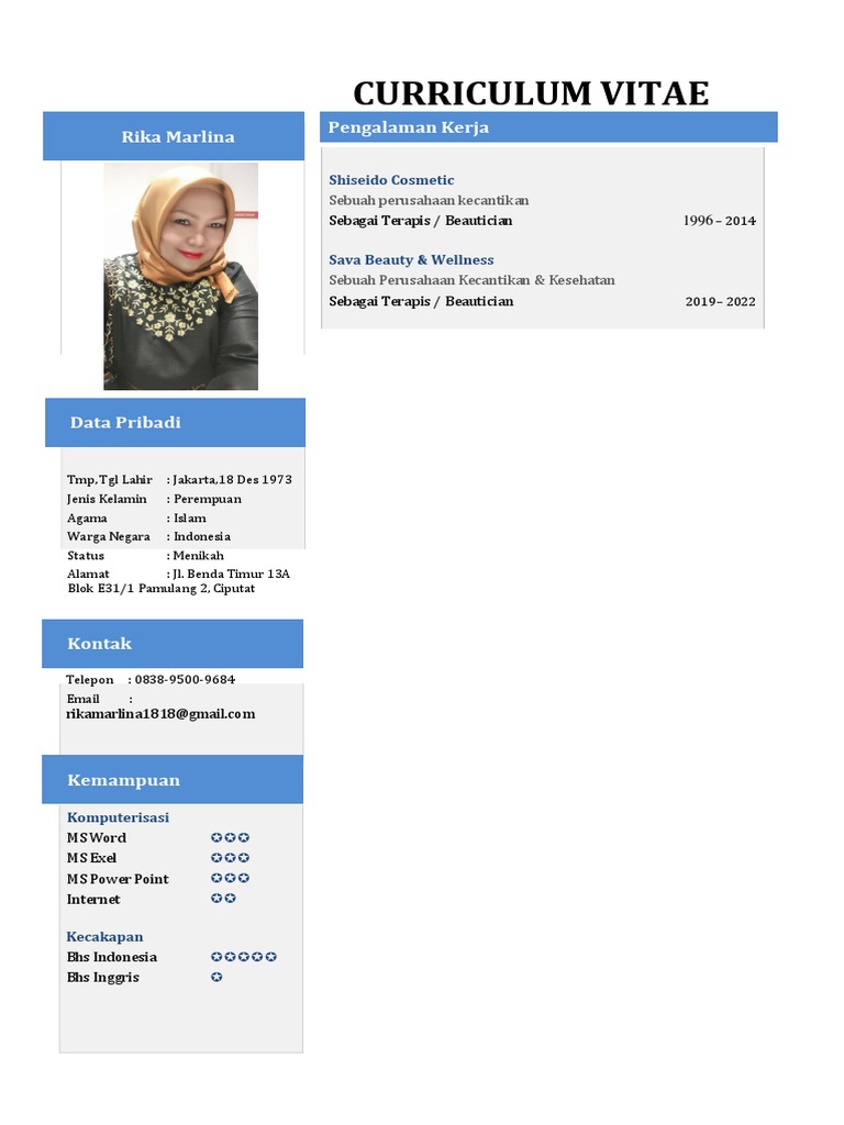 CV Rika Marlina | PDF