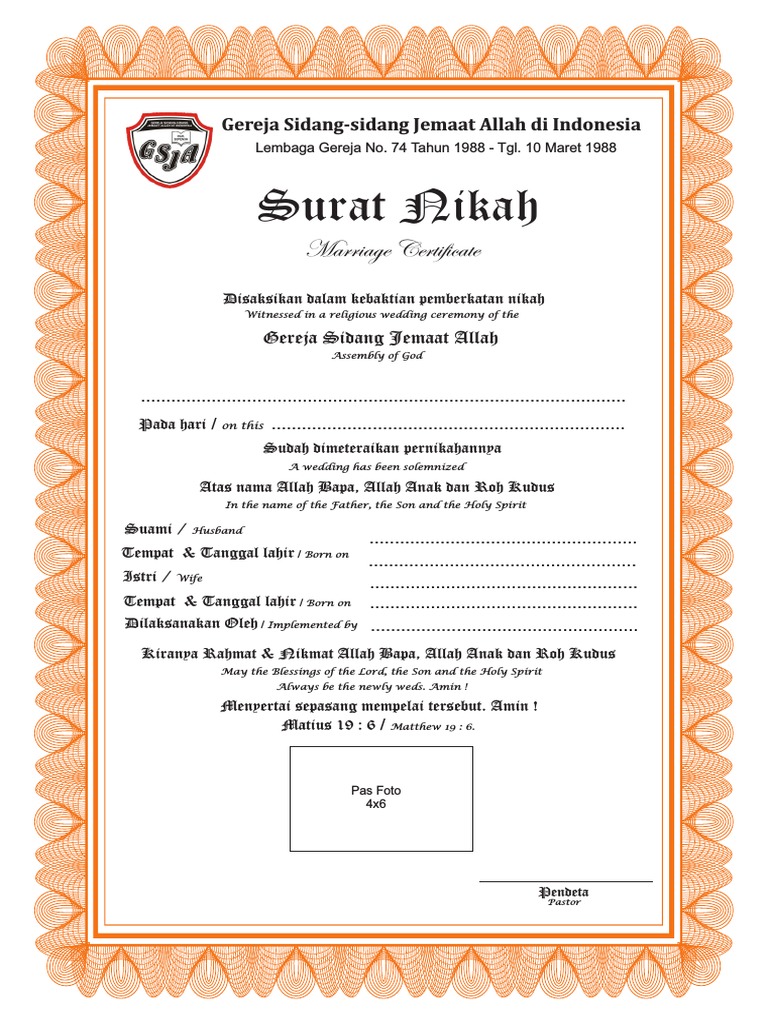 Contoh Surat Nikah | PDF