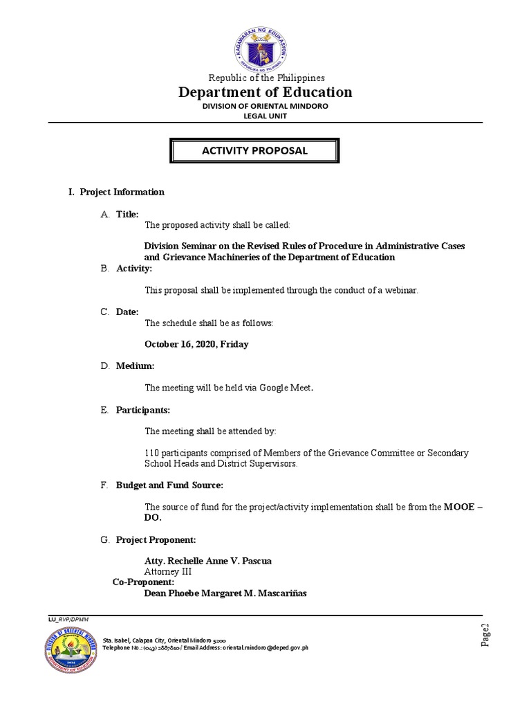 Activity Proposal Admin Case and Grievance | PDF | Government | Justice