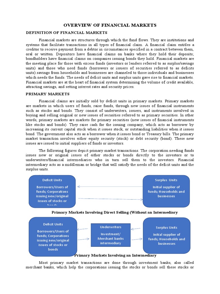 Overview of Financial Markets | PDF | Financial Markets | Securities ...