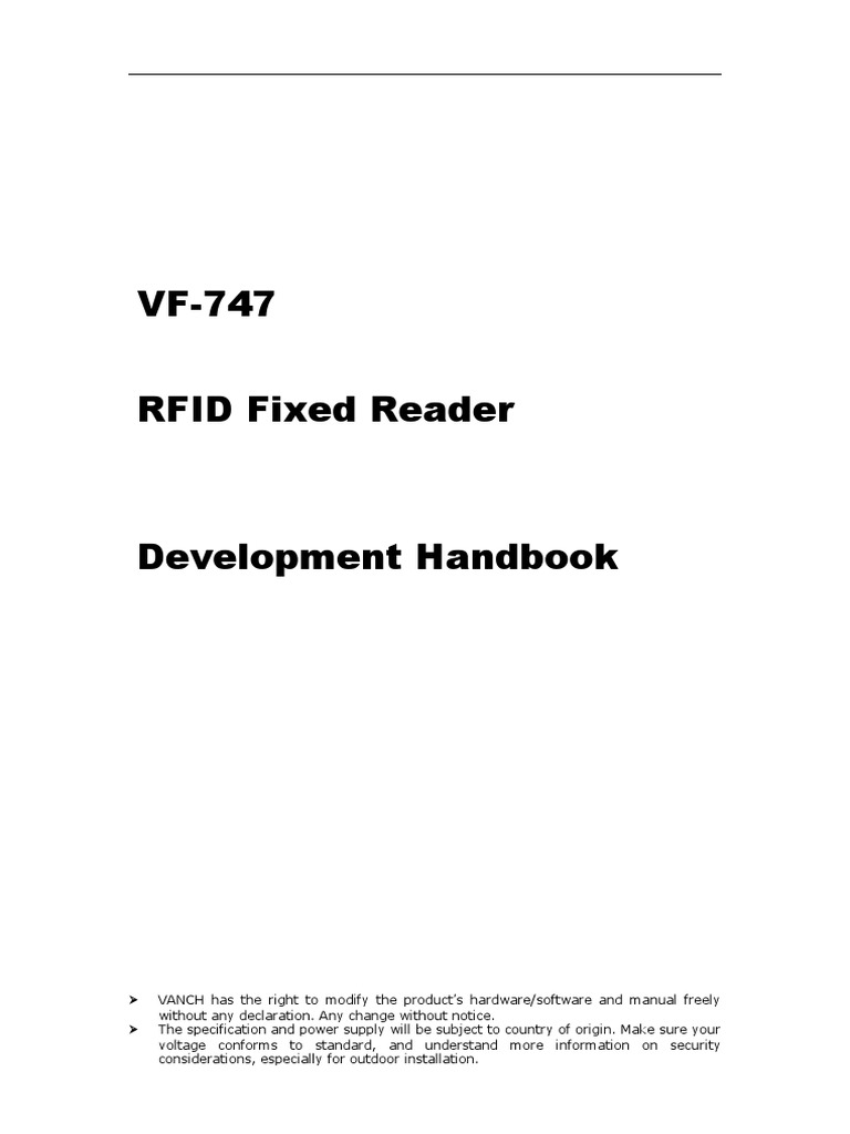 VF-747 RFID Fixed Reader | PDF | Parameter (Computer Programming) | Ascii