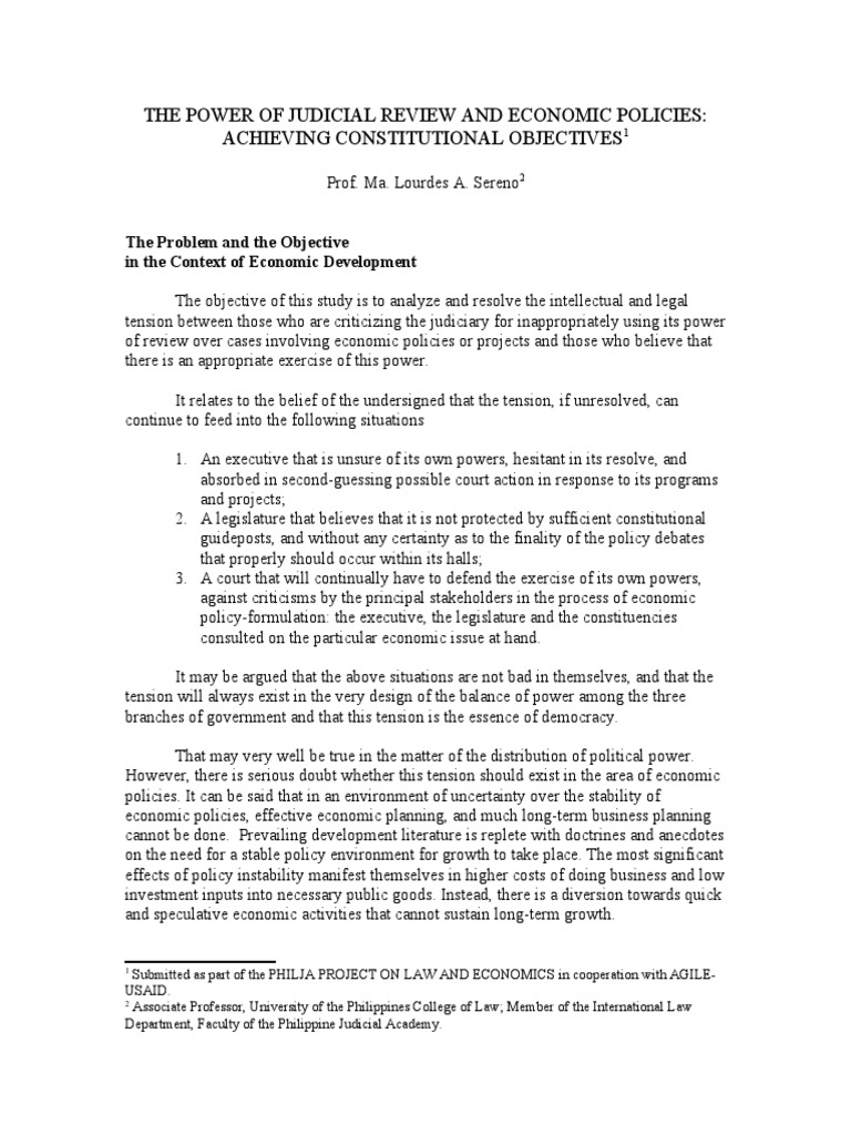 Judicial Review Over Economic Policies | PDF | Injunction | Supreme ...