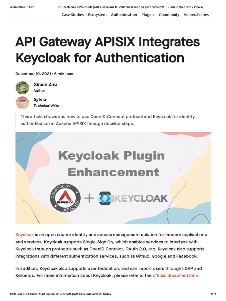 Api Gateway Apisix Integrates Keycloak For Authentication Apache Apisix Cloud Native Api