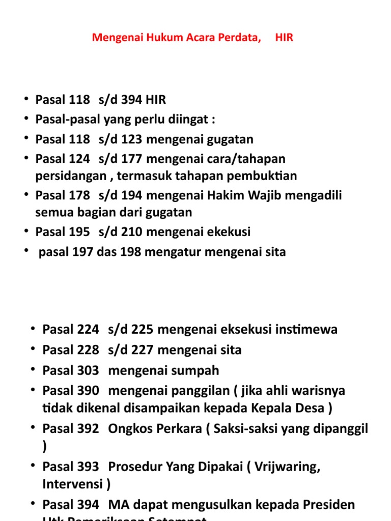 Mengenai Hukum Acara Perdata, HIR: Persidangan, Termasuk Tahapan ...