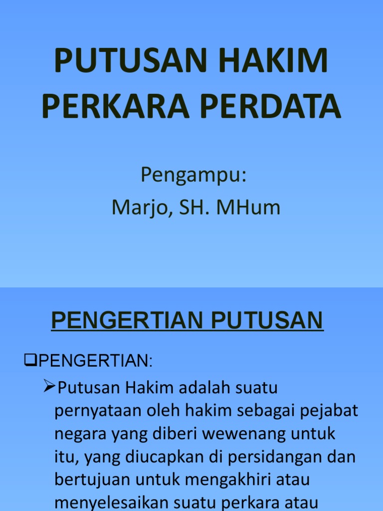 Pengertian dan Isi Putusan Hakim | PDF | Hukum