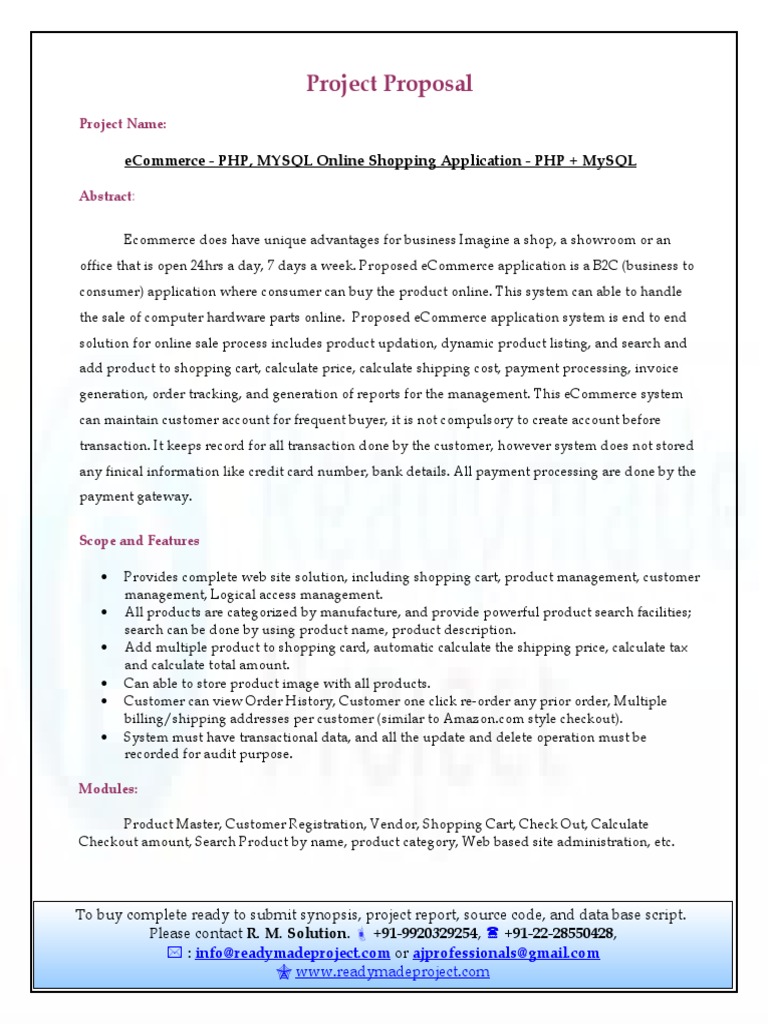 Ecom PHP Project Proposal | Download Free PDF | Databases | E Commerce Ecom PHP Project Proposal | Download Free PDF | Databases | E Commerce