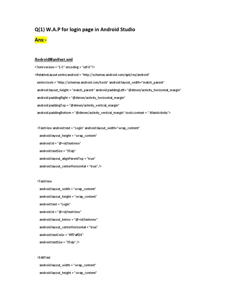 Android Printouts Pdf Android Operating System Software