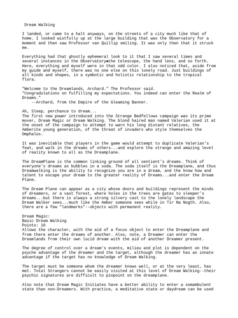 Dream Walking Adventures | PDF | Dream