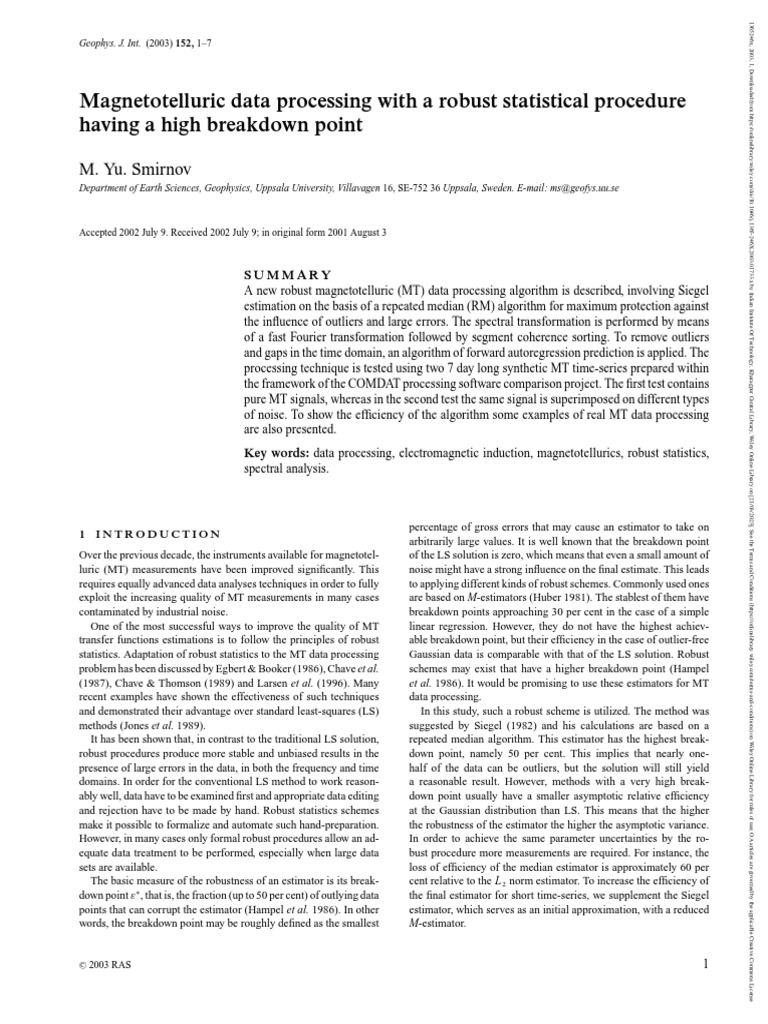 Geophysical J Int - 2002 - Smirnov - Magnetotelluric Data Processing ...