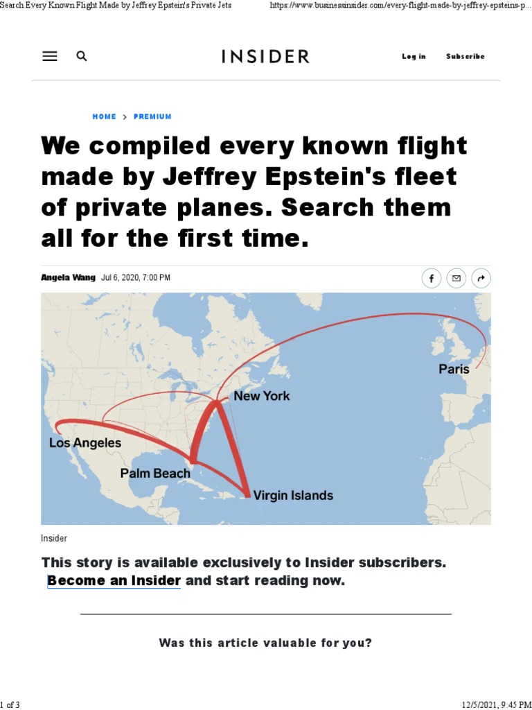 Search Every Known Flight Made by Jeffrey Epstein's Private Jets | PDF ...