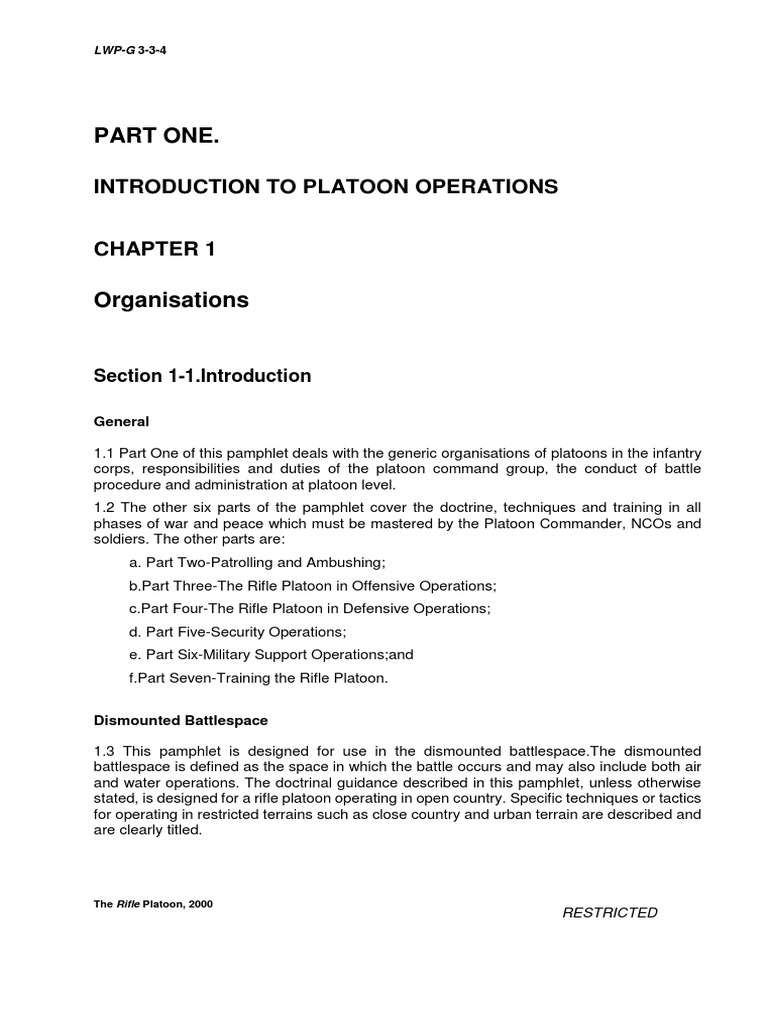 Platoon Team Chapter 1 | PDF | Battalion | Company (Military Unit)