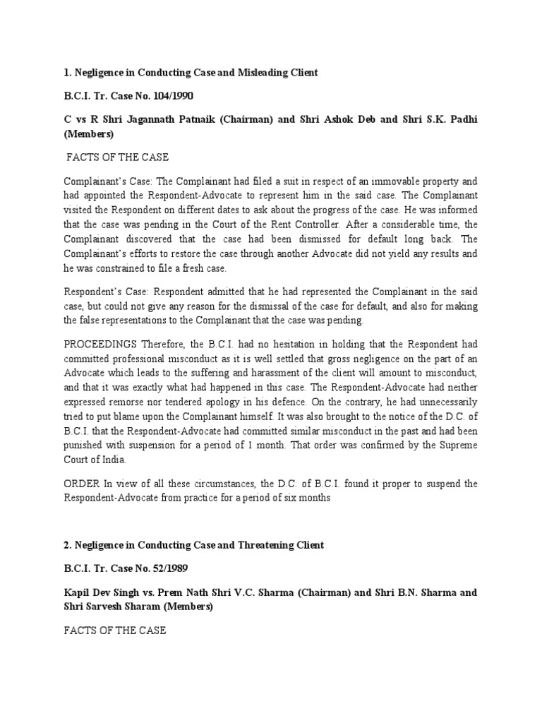 Legal Misconduct Cases Against Advocates | PDF | Contempt Of Court ...