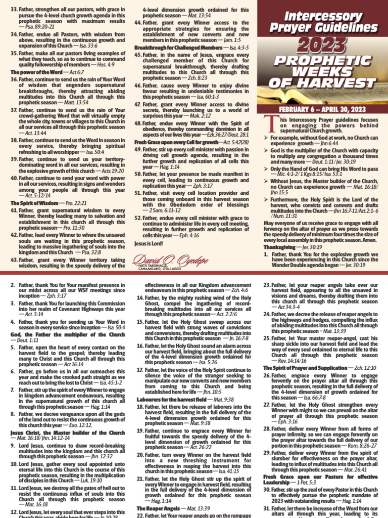 Prophetic Prophetic Prophetic Weeks Weeks Weeks of Harvest of Harvest ...