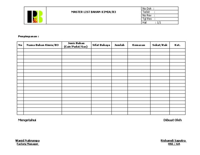 List Bahan Kimia | PDF