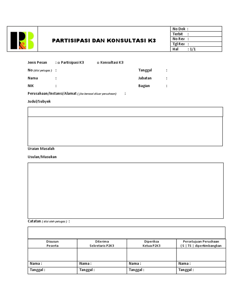 Partisipasi Dan Konsultasi K3 | PDF Partisipasi Dan Konsultasi K3 | PDF