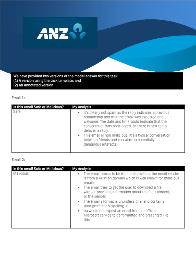 Model Answer - Task 1 (Template Version) | PDF | Malware | Phishing