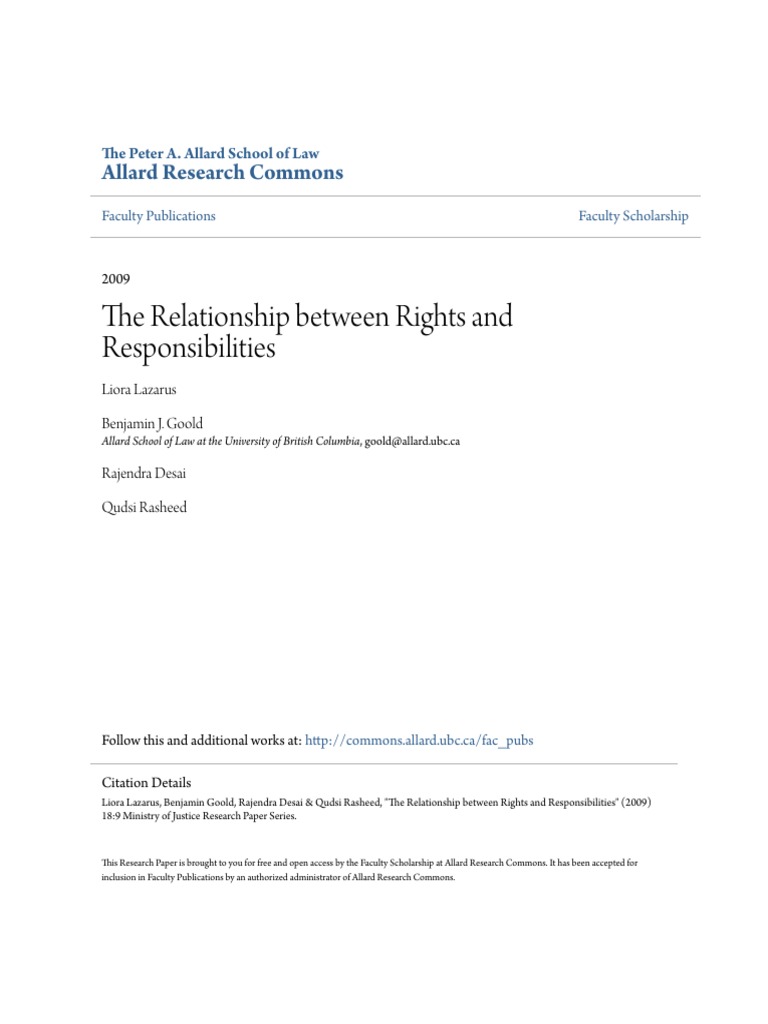 The Relationship Between Rights and Responsibilities | PDF | Human ...