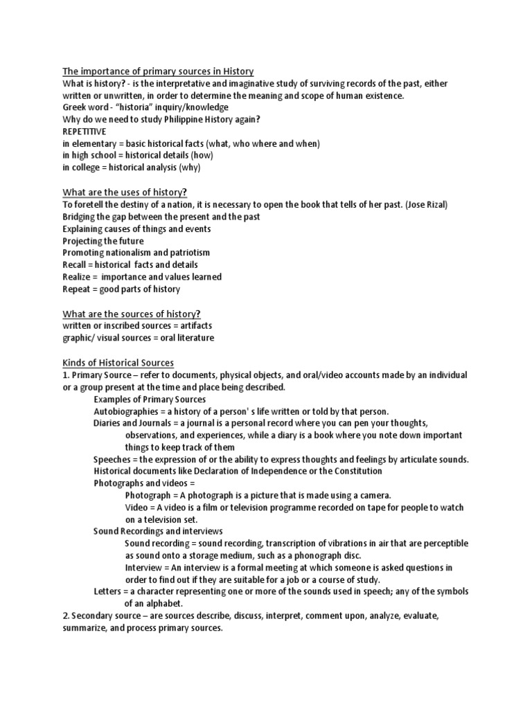 Importance of Primary Sources | PDF | Document | Primary Sources