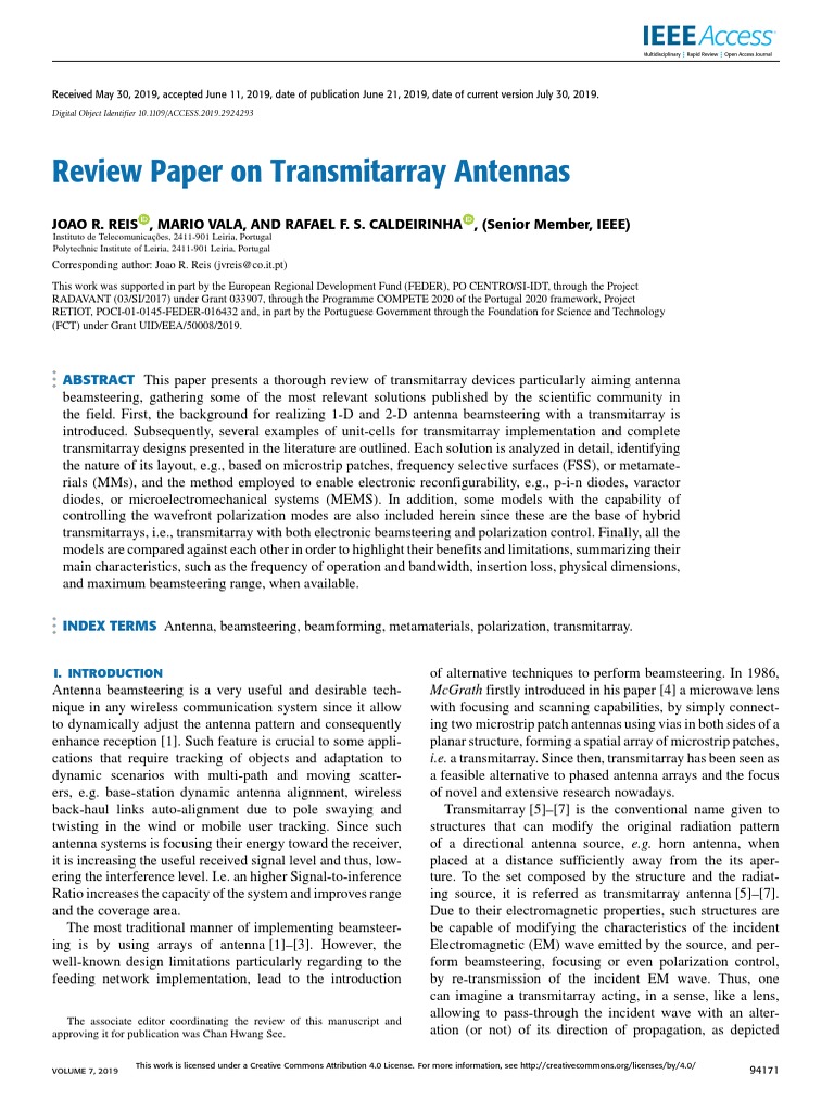 Review of Transmitarray Antennas | PDF | Antenna (Radio) | Metamaterial