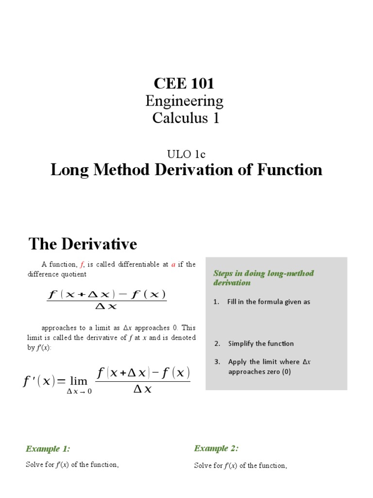 ULO 1c (Long Method Derivation of Function) | PDF