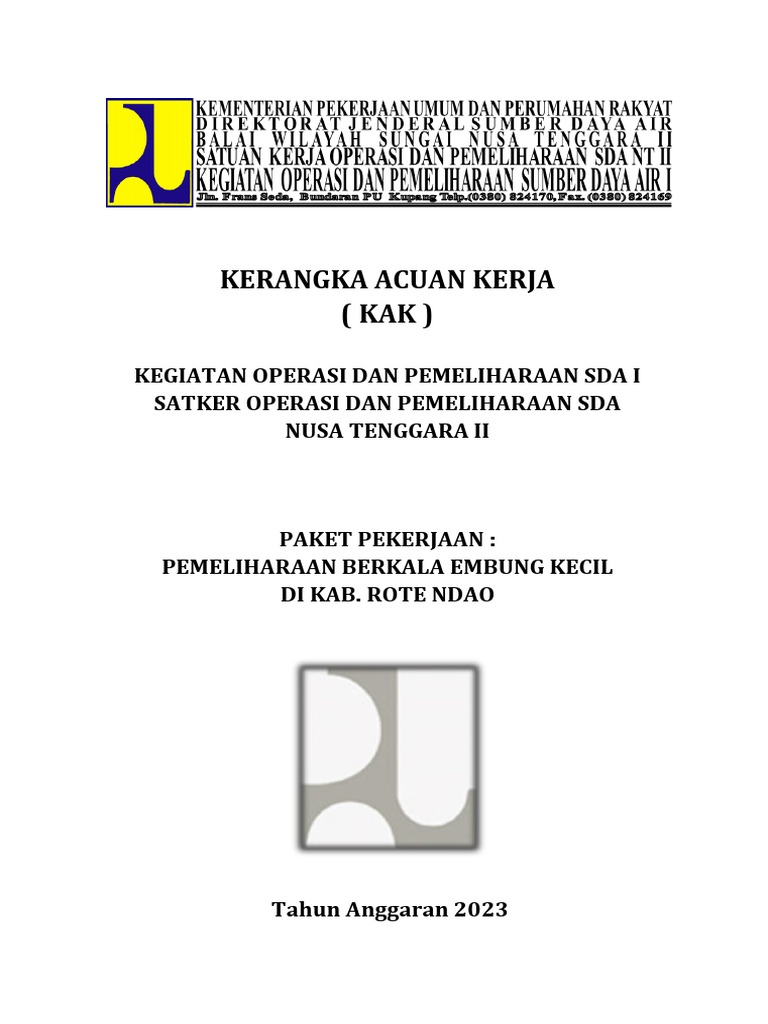 Pemeliharaan Embung Kecil NTT 2023 | PDF