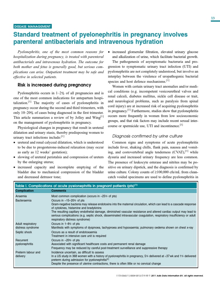 Standard Treatment of Pyelonephritis in Pregnancy.4 | Urinary Tract ...