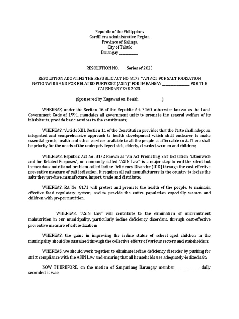 Ra 8172 Asin Law | PDF | Nutrition | Diet & Nutrition