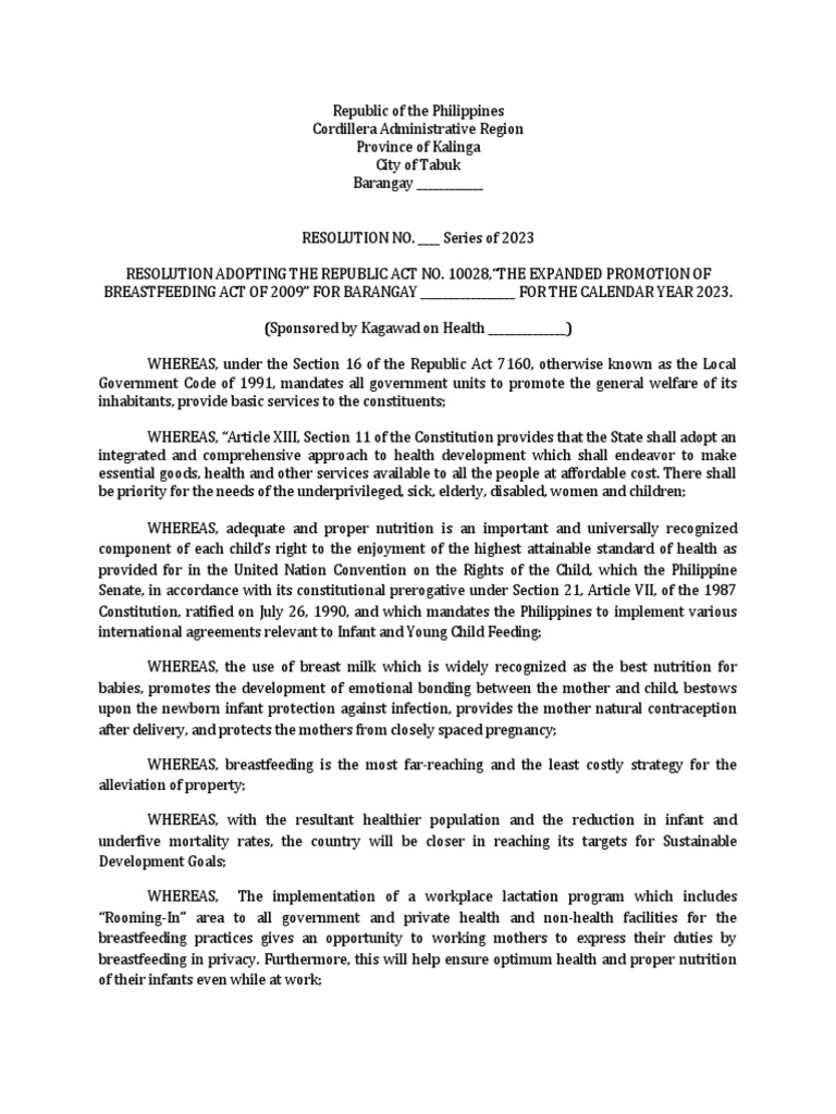 RA 10028 Expanded Breastfeeding Promotion Act | PDF | Breastfeeding ...