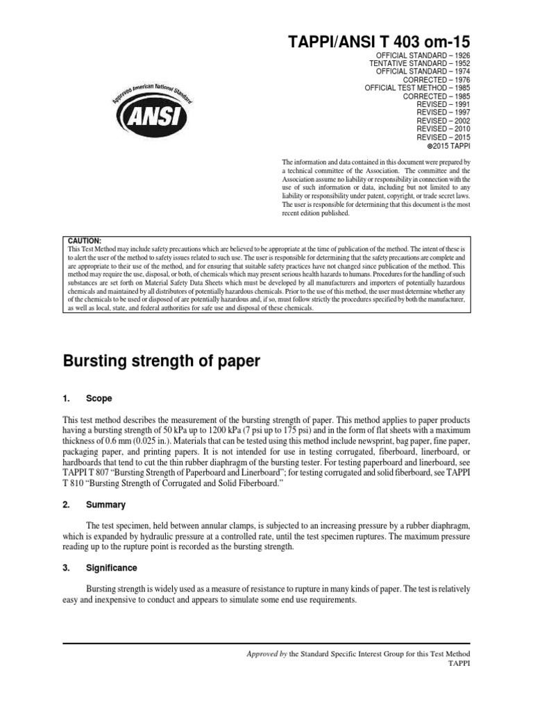 Tappi T403 | PDF | Calibration | Pressure Measurement