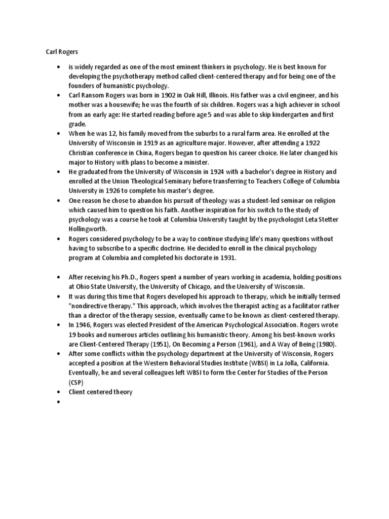 Biography of Carl Rogers, Rollo May and Gordon Allport | PDF ...