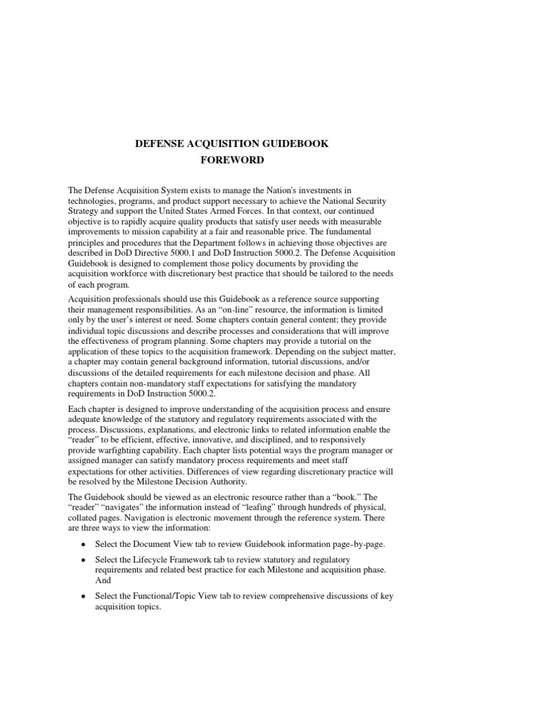Defence Acquisition Guidebook Nov2006 | PDF | United States Department ...