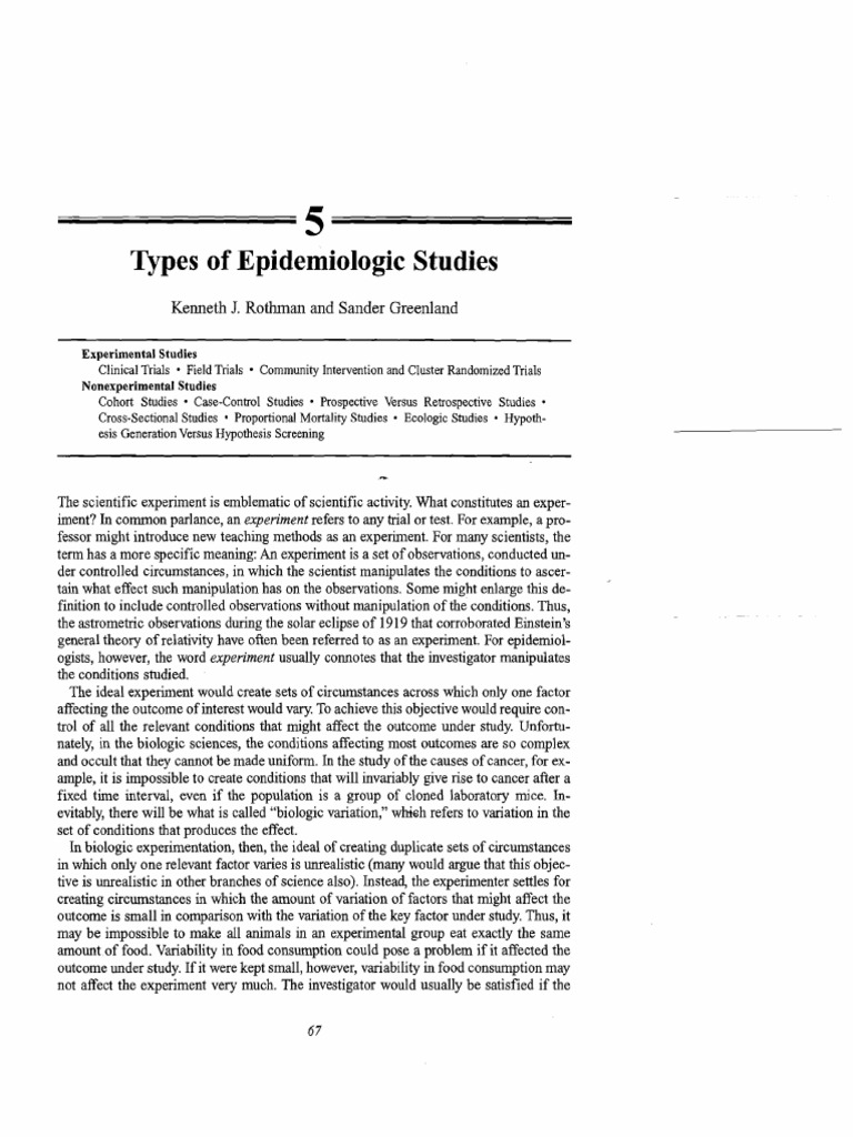 Rothman Greenland 05 Types Epi Studies | PDF | Cohort Study | Experiment