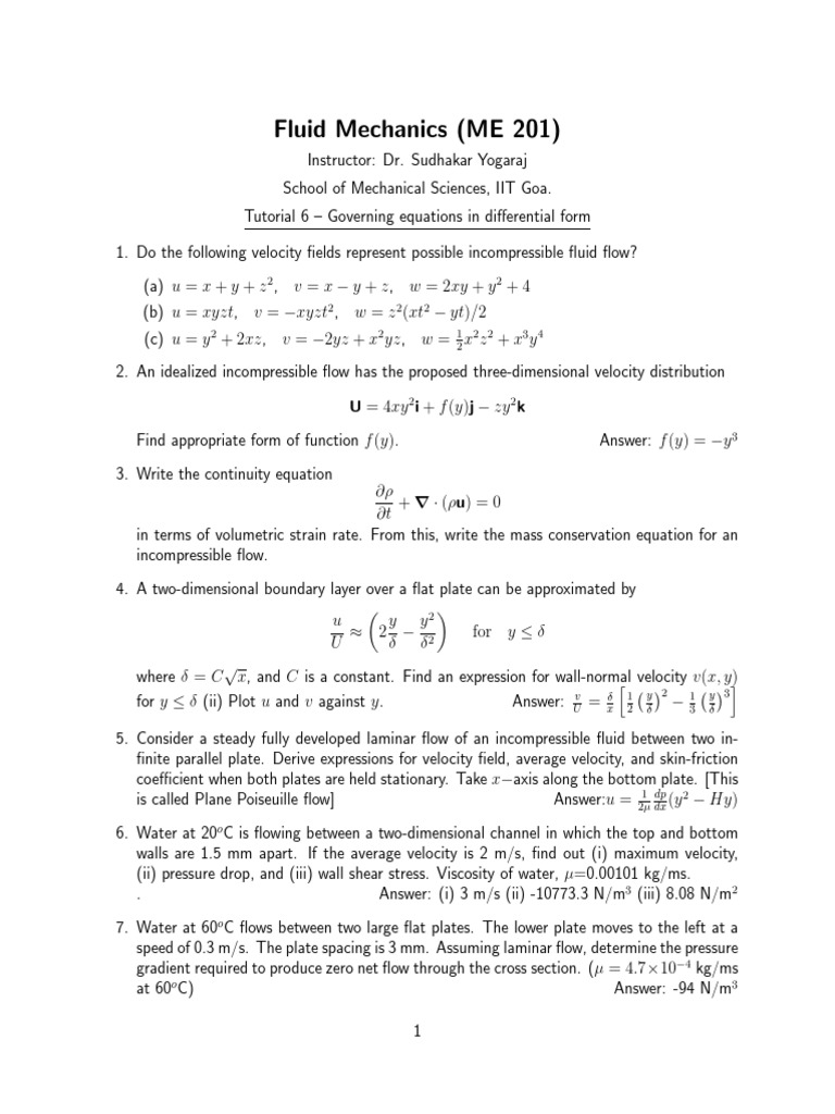 Fluid Mechanics (ME 201) | PDF | Fluid Dynamics | Stress (Mechanics)