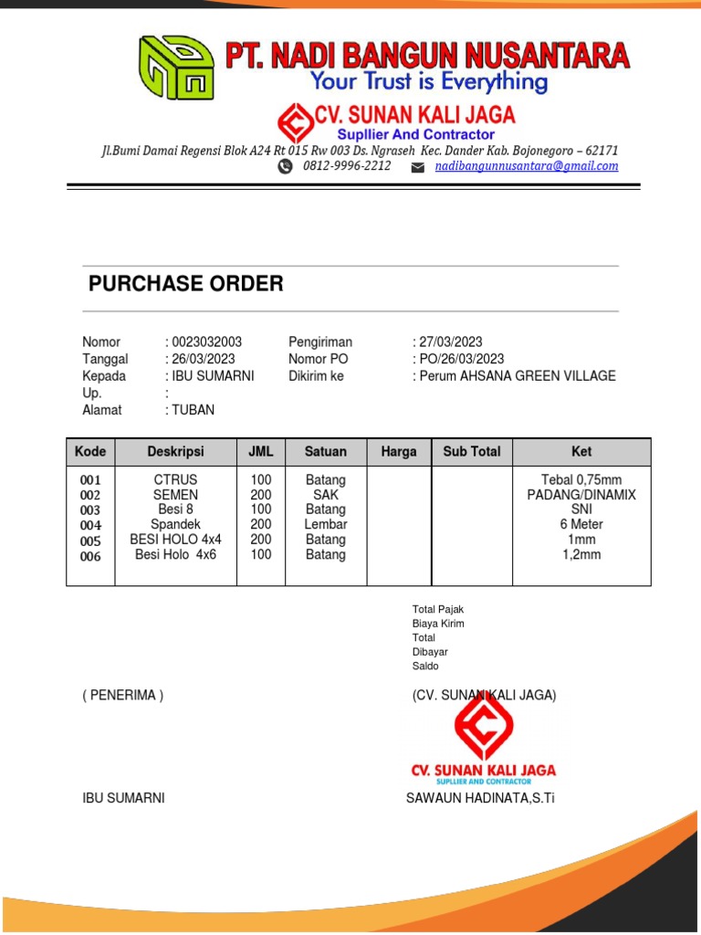 PO CV Dan PT JADI-1 | PDF
