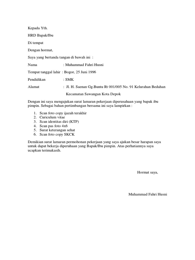 CV Muhammad Fahri Husni | PDF