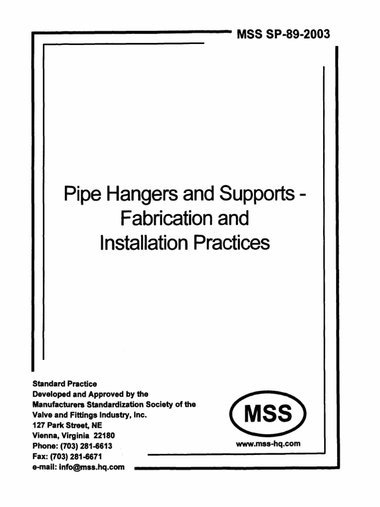 Supports Fabrication and Installation Practices: MSS SP 89 2003 | PDF ...
