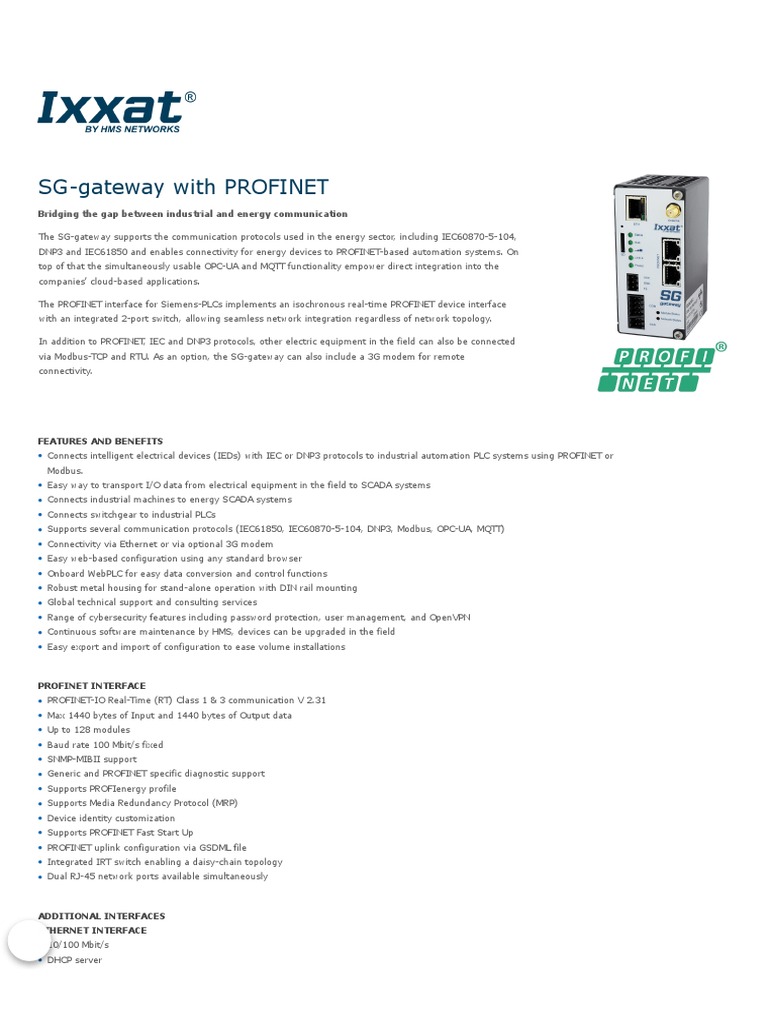 SG-gateway with PROFINET-ASG4006 | PDF | Network Architecture | Network ...
