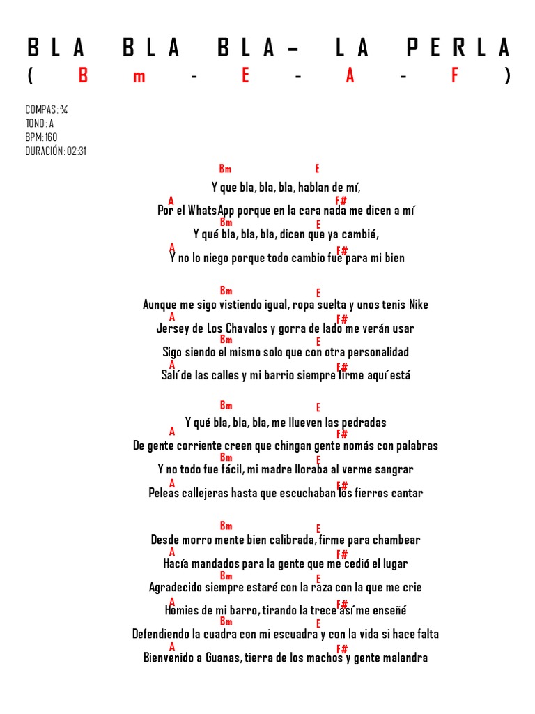 Bla Bla Bla - La Perla | PDF