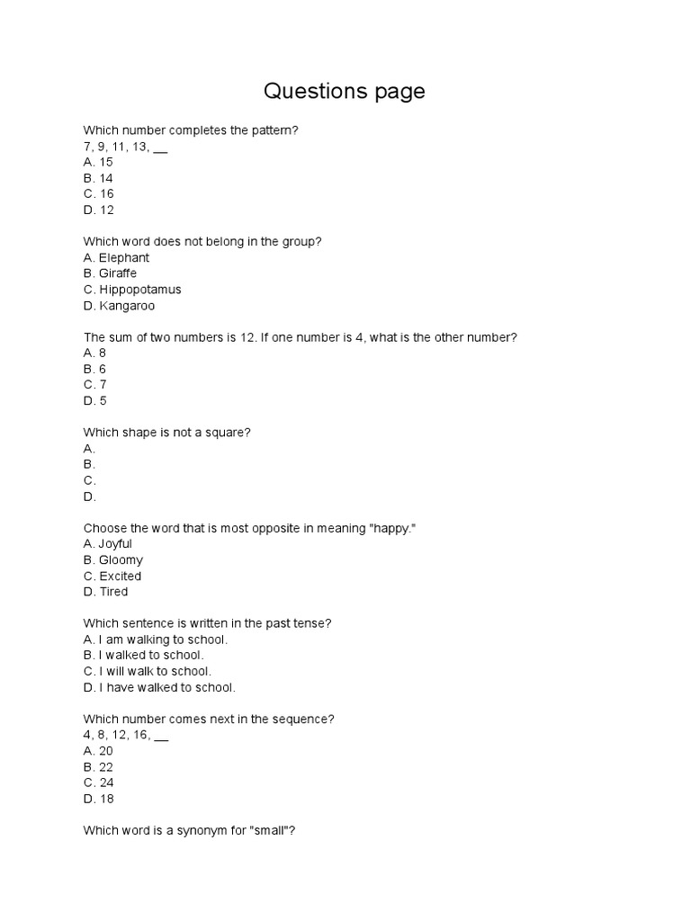 Cat4 Practice Test PDF Year 7 | PDF