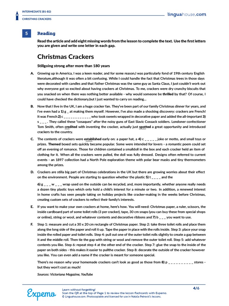 Reading Christmas Crackers | PDF | Christmas