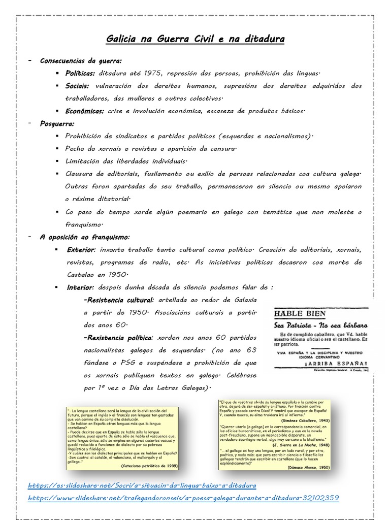 TEMA 4. Contexto Histórico Lingüístico 1936-75. | PDF