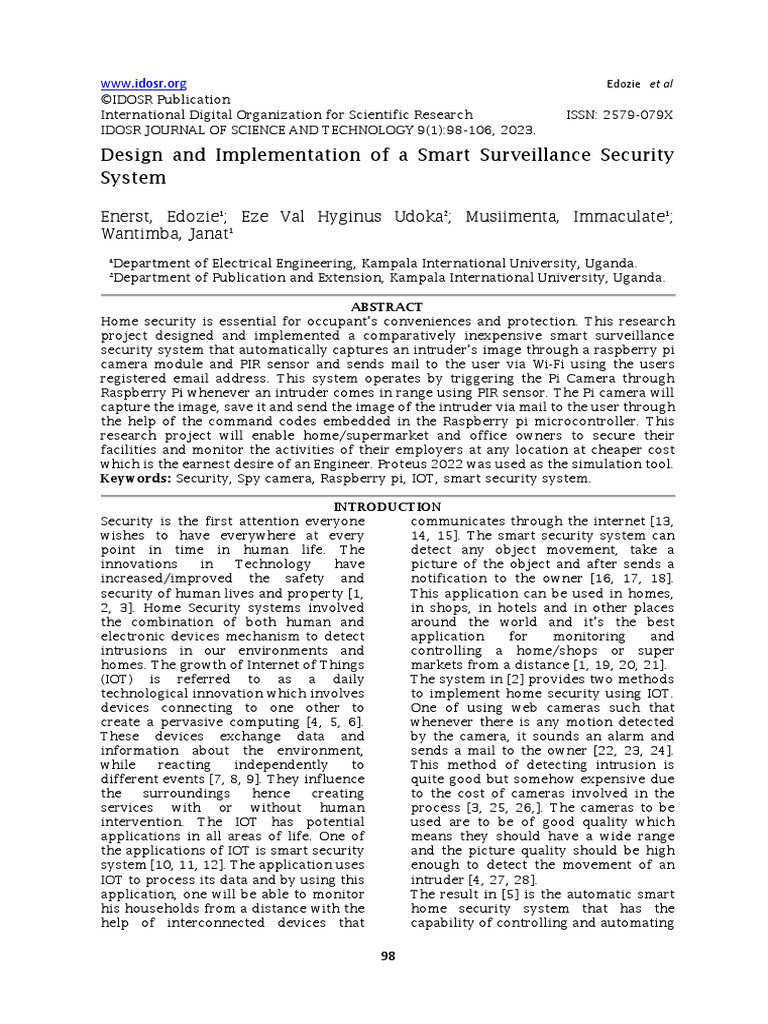 Design and Implementation of A Smart Surveillance Security System ...