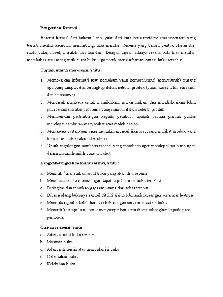 Panduan Lengkap Menulis Resensi Buku | PDF | Karier & Perkembangan | Pengembangan Diri