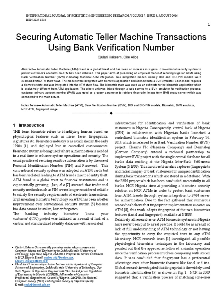 Atm BVN Integration Thesis Paper | PDF | Personal Identification Number ...