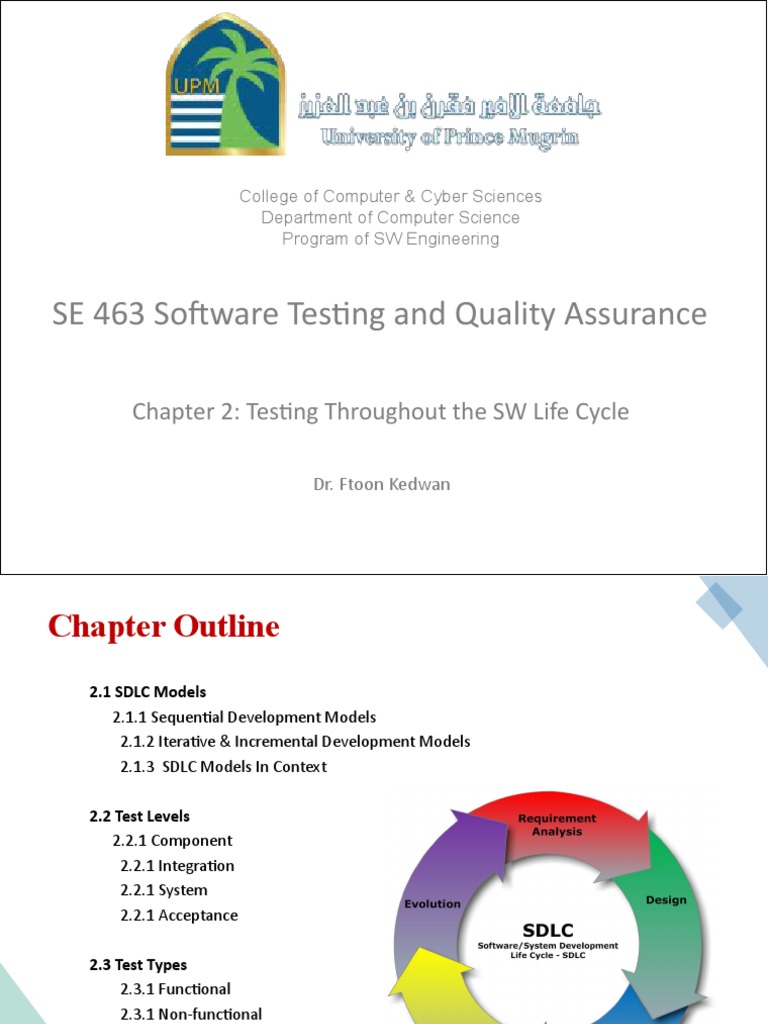 SE 463 Software Testing and Quality Assurance: Chapter 2: Testing ...