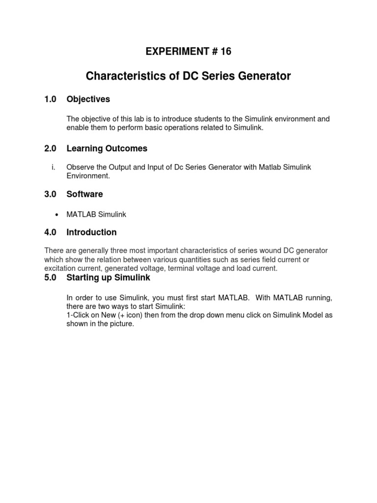 Characteristics of DC Series Generator: Experiment # 16 | PDF | Matlab | Electric Generator
