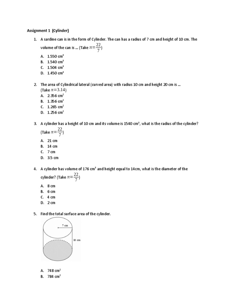 Cylinder Surface Area Calculations | PDF | Sphere | Area
