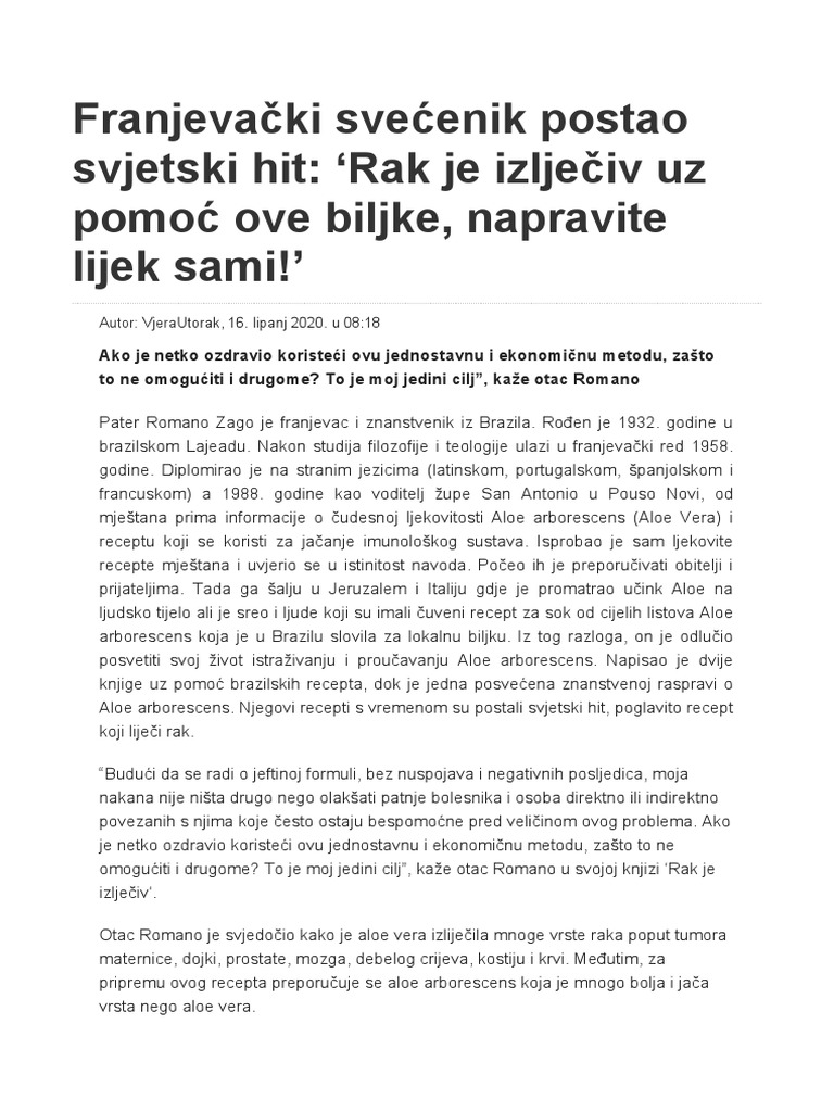 RECEPT Za Rak | PDF